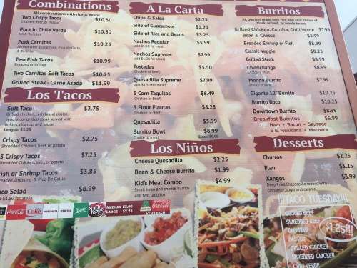 Taco Roco menu in San Luis Obispo, California, USA