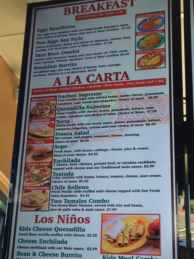 Menu - Santa Maria CA's Taco Roco Express | Sirved