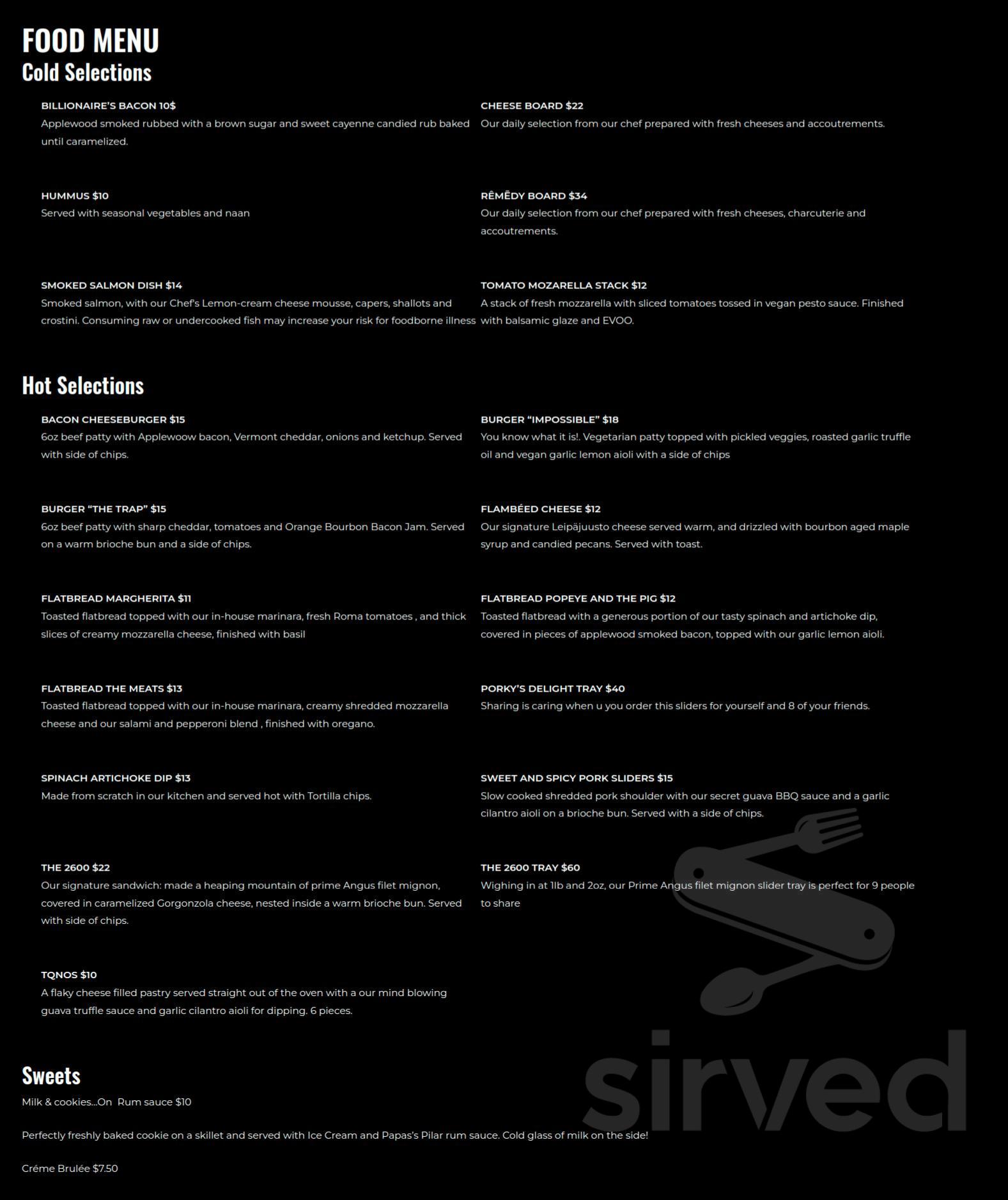 The Axe Trap menu in Winter Park, Florida, USA