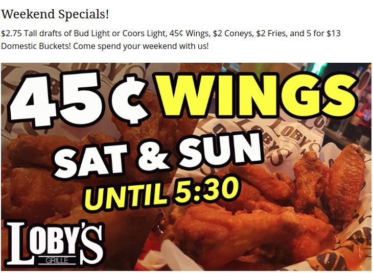 Loby's Bar & Grille menus in Canton, Ohio, United States