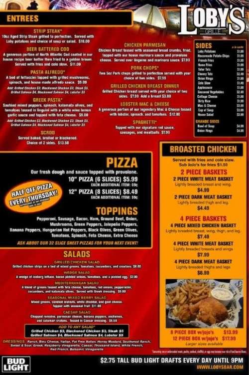 Loby's Bar & Grille menu in Canton, Ohio, USA