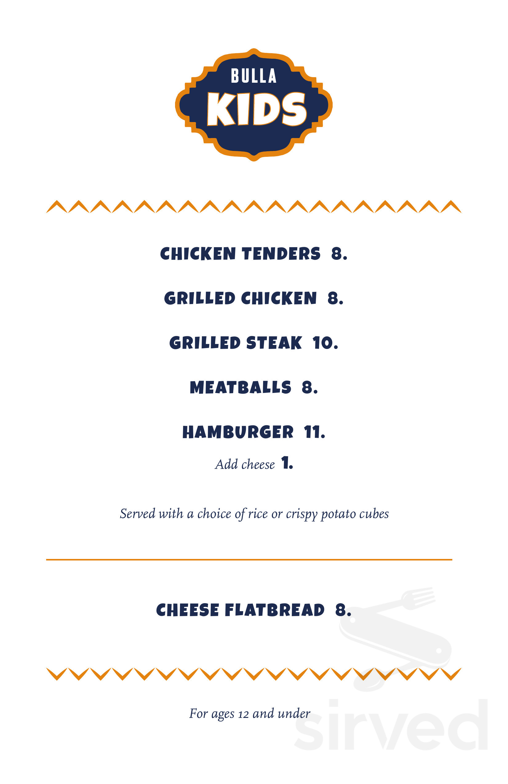 Menu for Bulla Gastrobar in Plano, TX | Sirved
