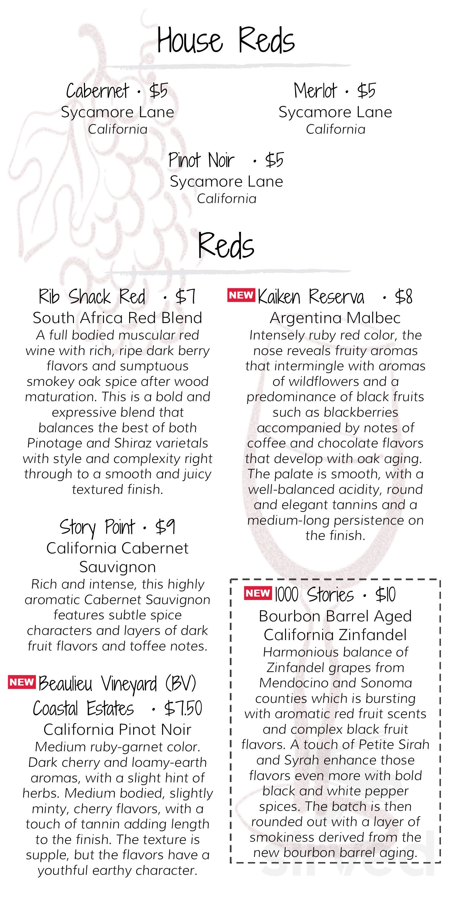 David Alan Alan's Smokehouse & Saloon menu in Mukwonago, Wisconsin, USA