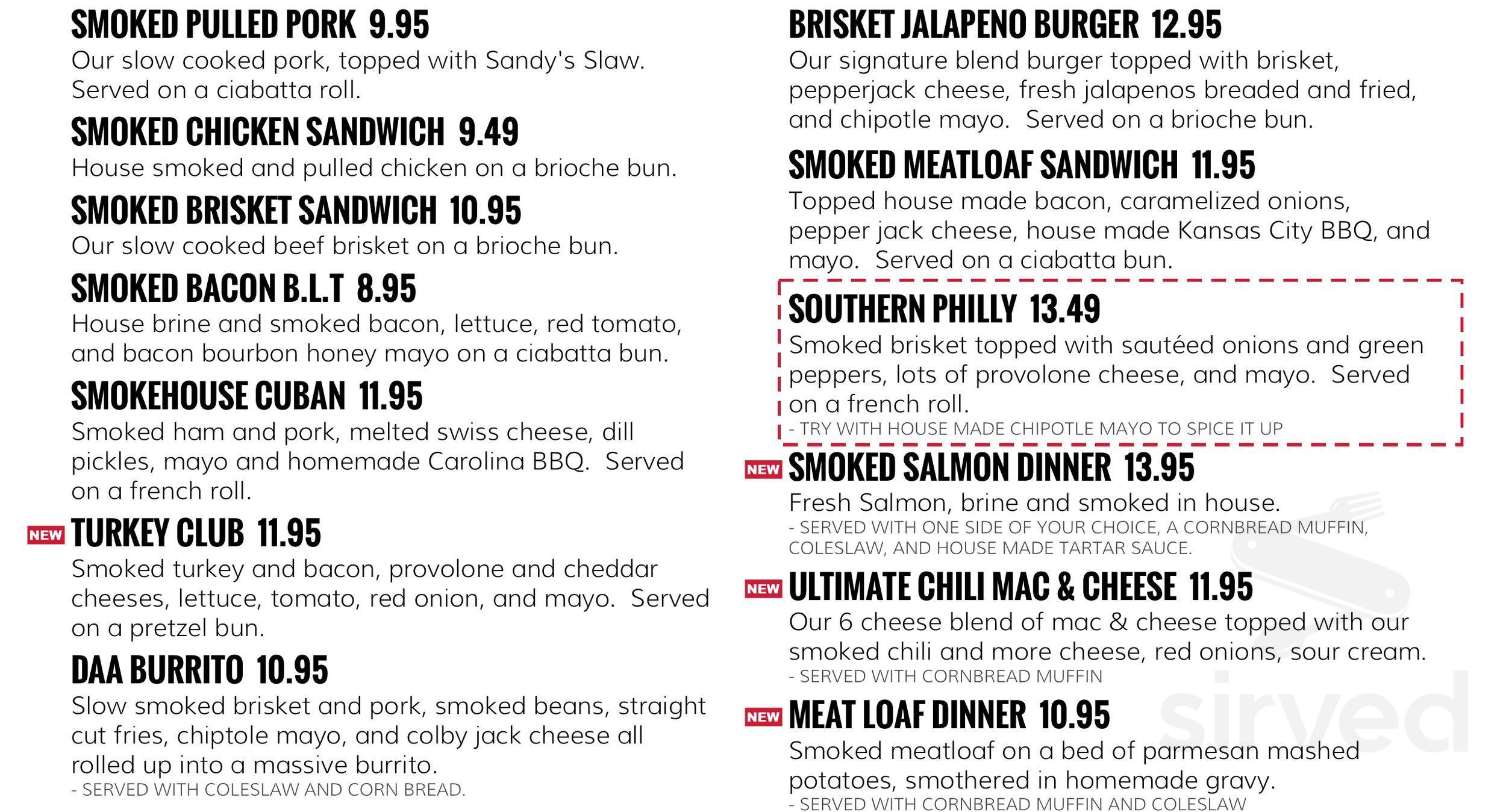 David Alan Alan's Smokehouse & Saloon menu in Mukwonago, Wisconsin, USA
