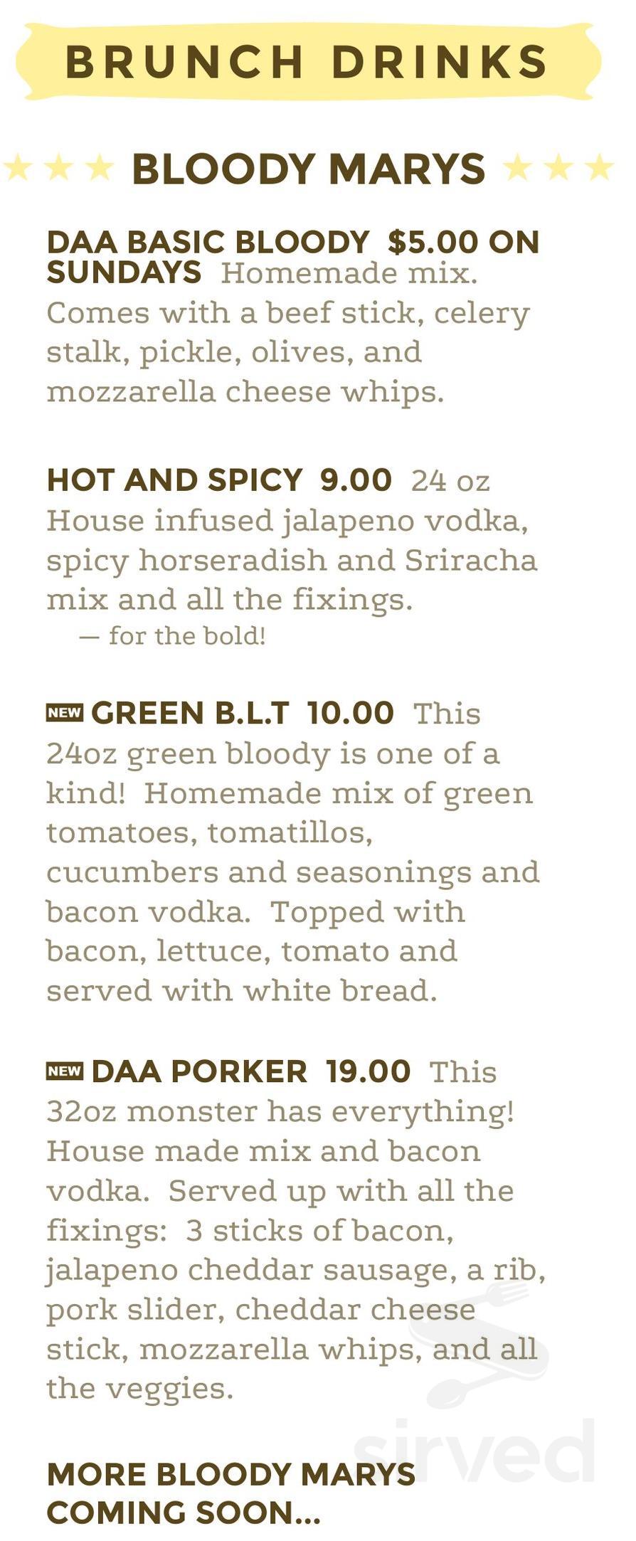 David Alan Alan's Smokehouse & Saloon menus in Mukwonago, Wisconsin ...