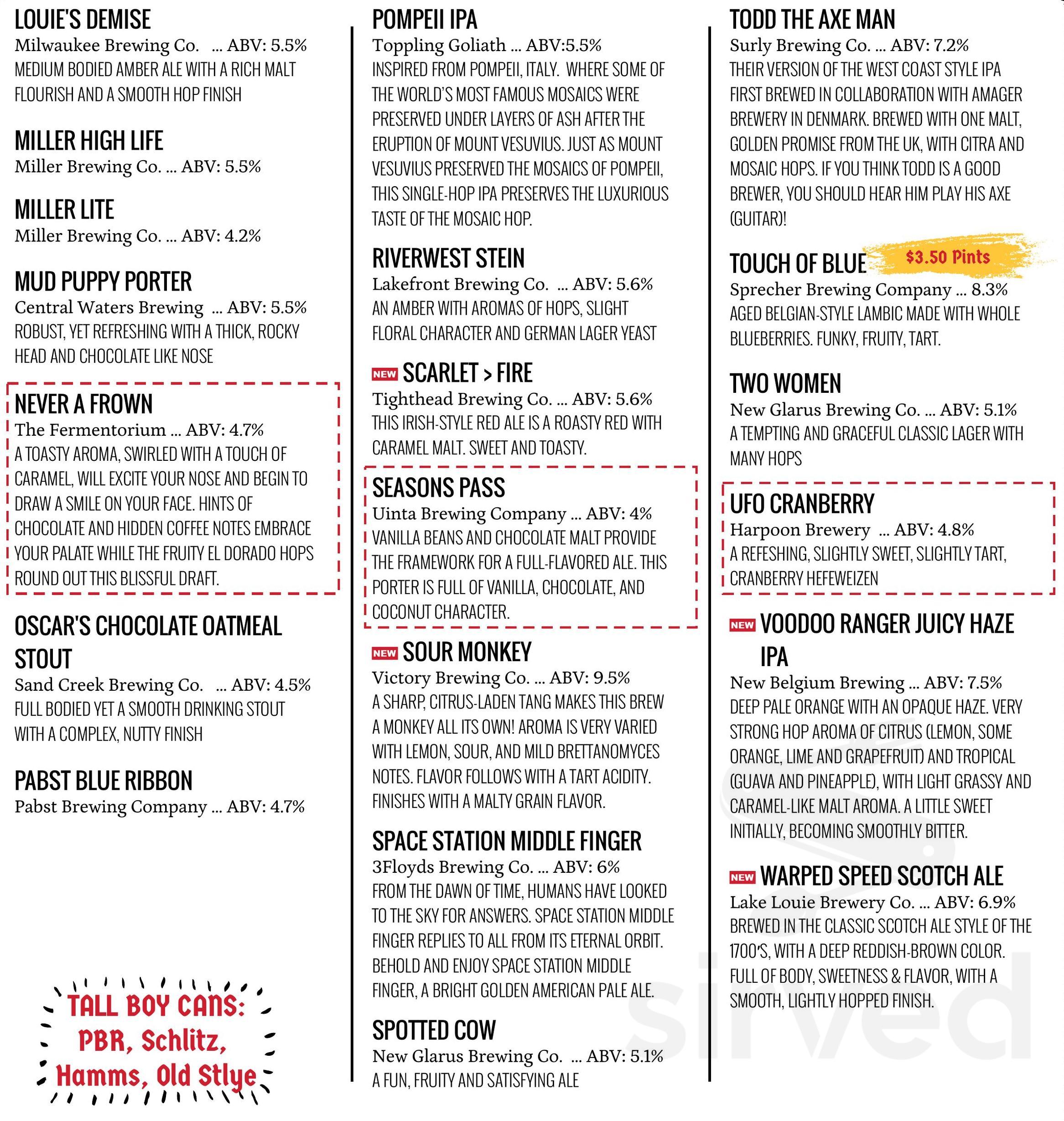 David Alan Alan's Smokehouse & Saloon menus in Mukwonago, Wisconsin ...