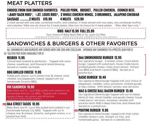 David Alan Alan's Smokehouse & Saloon menu in Mukwonago, Wisconsin, USA