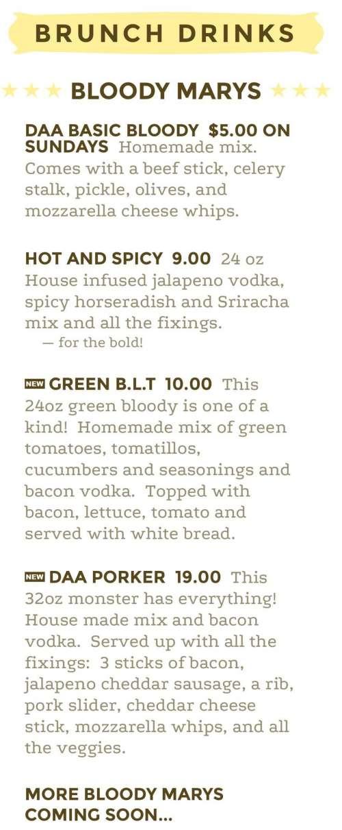 David Alan Alan's Smokehouse & Saloon menu in Mukwonago, Wisconsin, USA