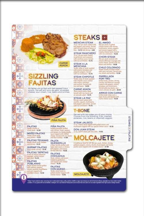 Don Juan Mexican Restaurante menu in Roanoke Rapids, North Carolina, USA