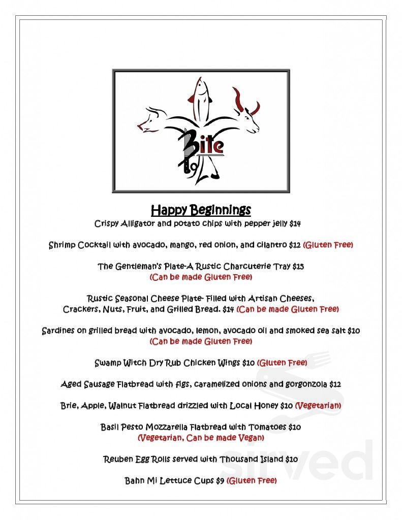 Bite menu in Milford, Ohio, USA