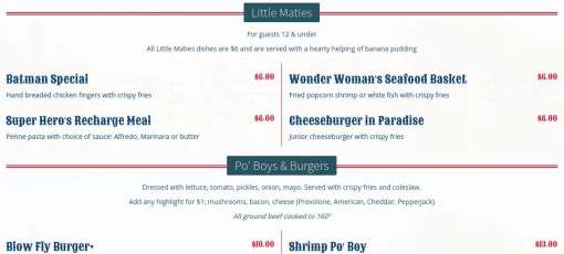 Menu for Blow Fly Bar & Grill in Gulfport, MS | Sirved
