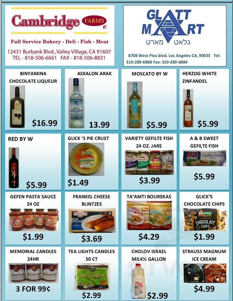 Menu - Valley Village CA's Cambridge Farms | Sirved