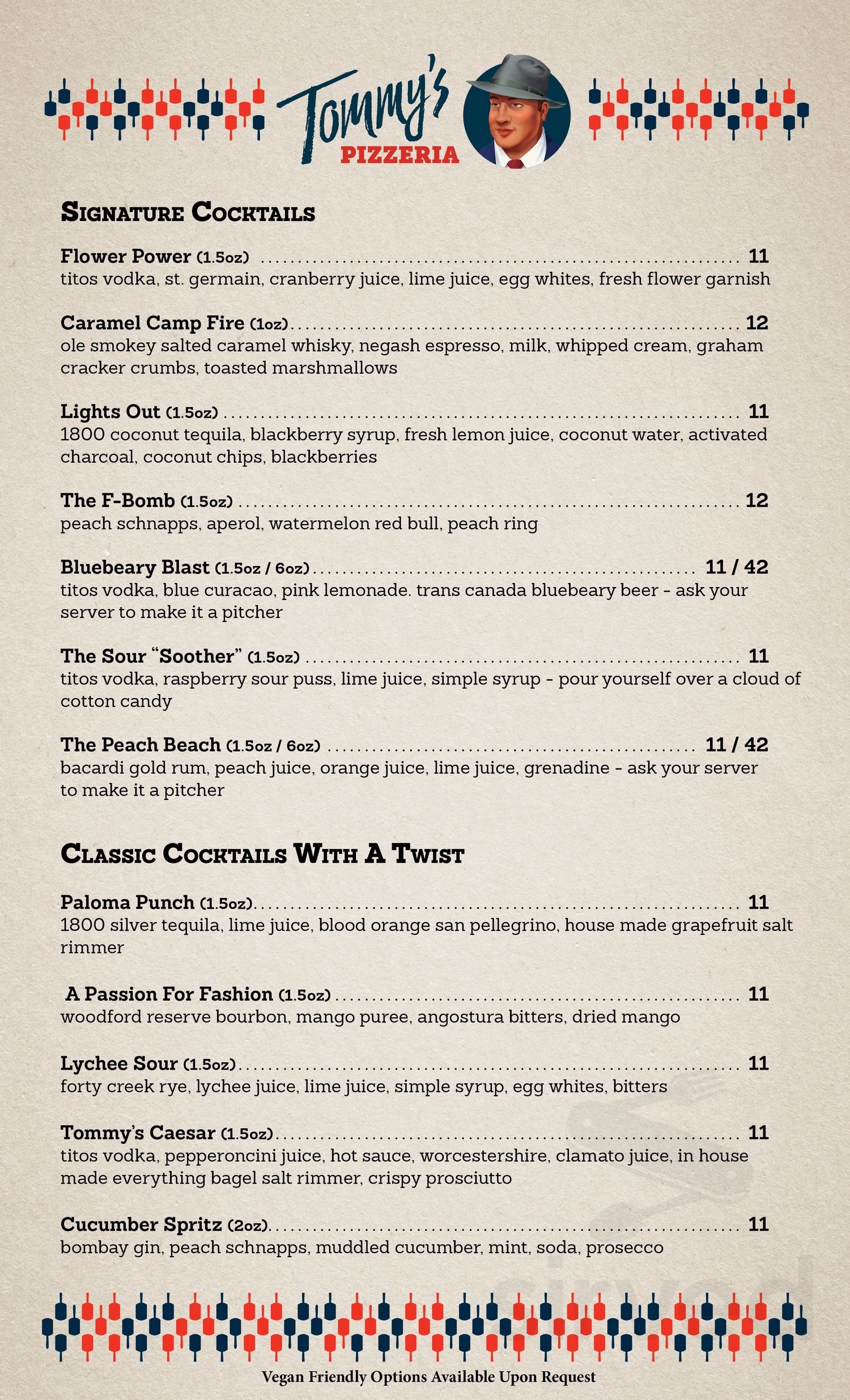 Tommy's Pizzeria menus in Winnipeg, Manitoba, Canada