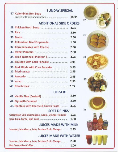 Brasa Roja Montrose menu in Chicago, Illinois, USA