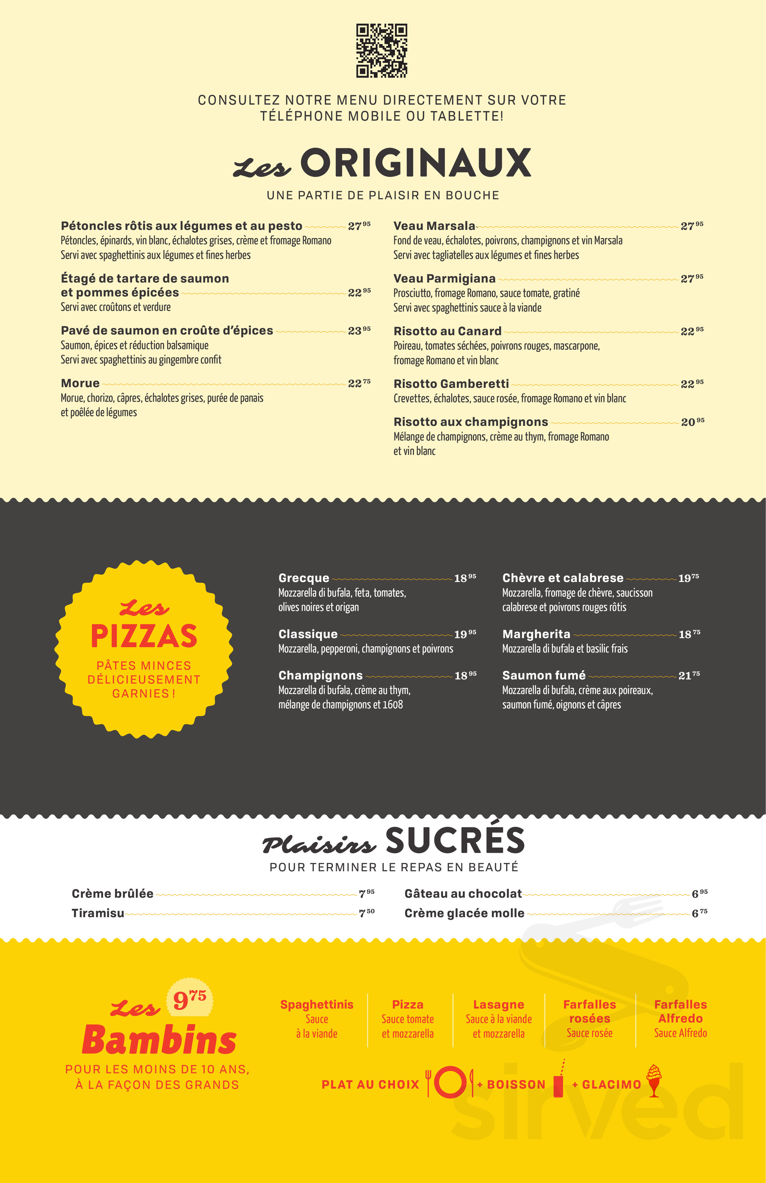 Le Manoir menus in Québec, Quebec, Canada