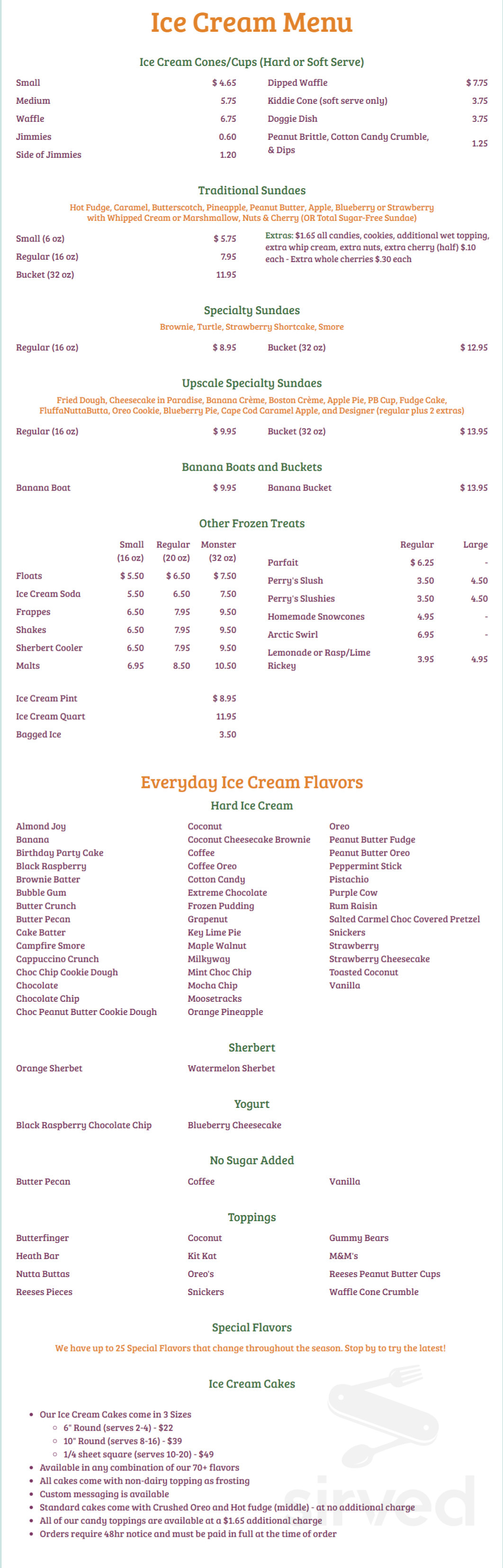 Perry's Last Stand menu in Wareham, Massachusetts, USA