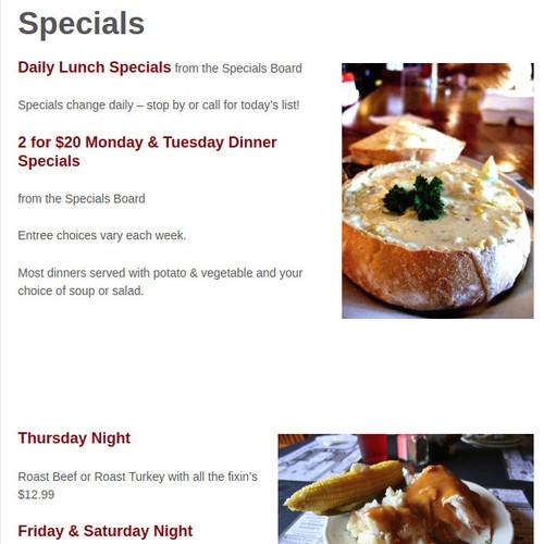 Townsend House menu in Townsend, Massachusetts, USA