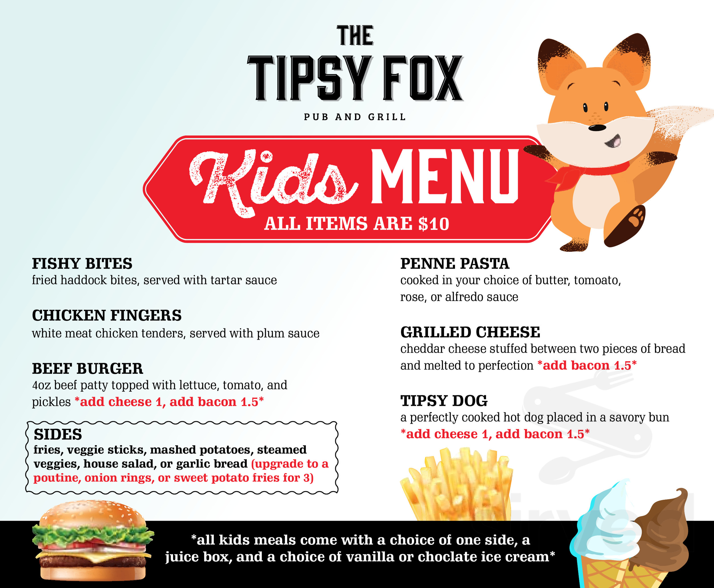 The Tipsy Fox Pub & Grill - Erin menu in Erin, Ontario, Canada