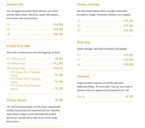 Goombas Pizza Grinder - 64th and Wadsworth menu in Arvada, Colorado, USA