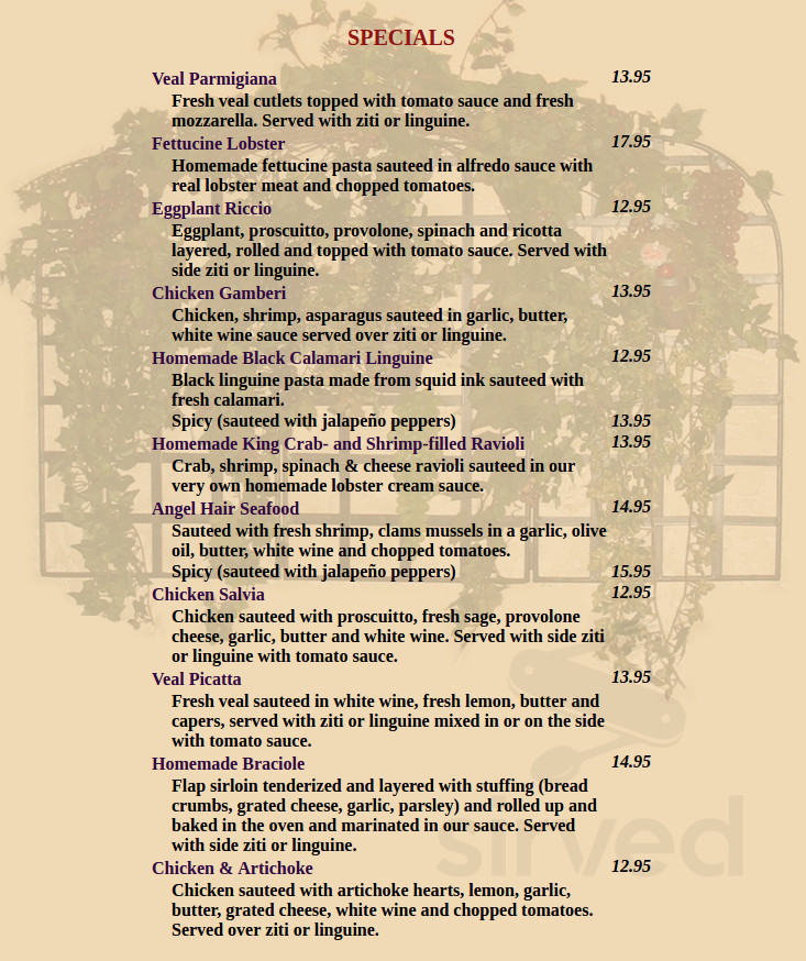 Linguine's Italian Eatery menu in Marlborough, Massachusetts, USA