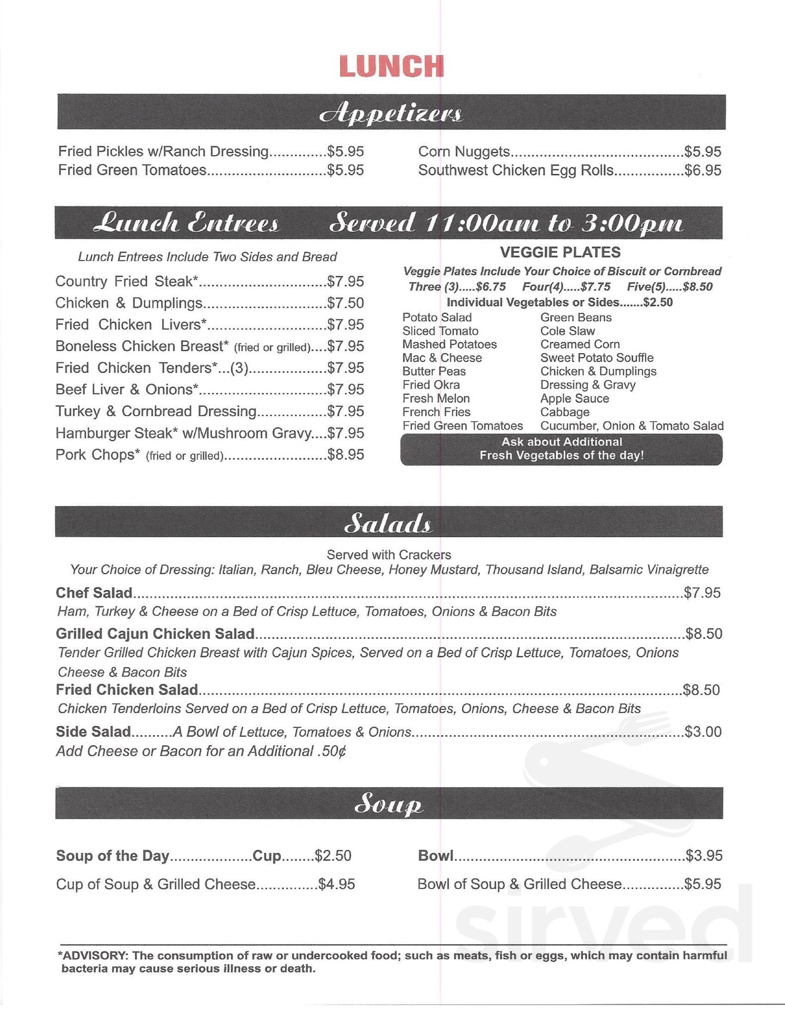 GRITZ Family Restaurant menus in McDonough, Georgia, United States