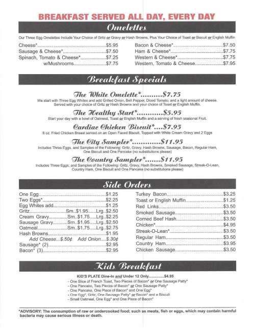 GRITZ Family Restaurant menu in McDonough, Georgia, USA