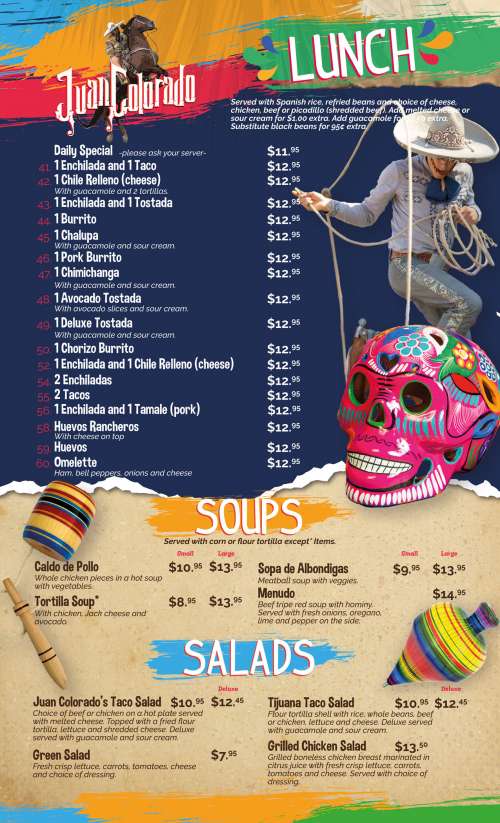 Juan Colorado Mexican Restaurant menu in Tualatin, Oregon, USA