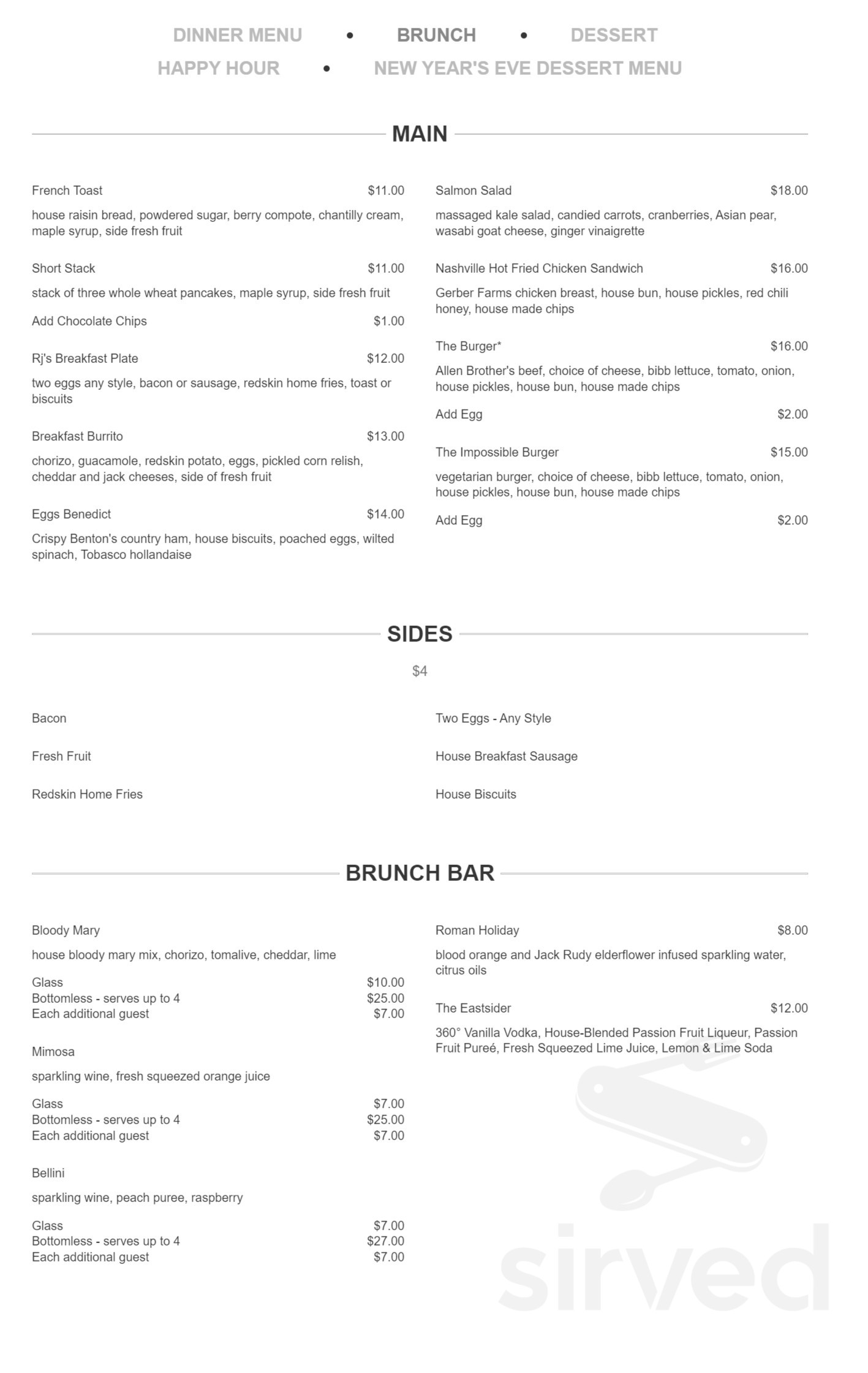 Menu for Epping's on Eastside in Lexington, KY | Sirved