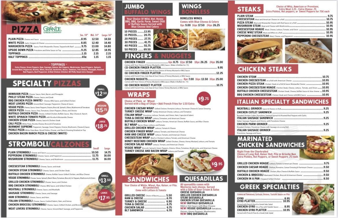 Menu - Drexel Hill PA's Burmont pizza and Grill | Sirved