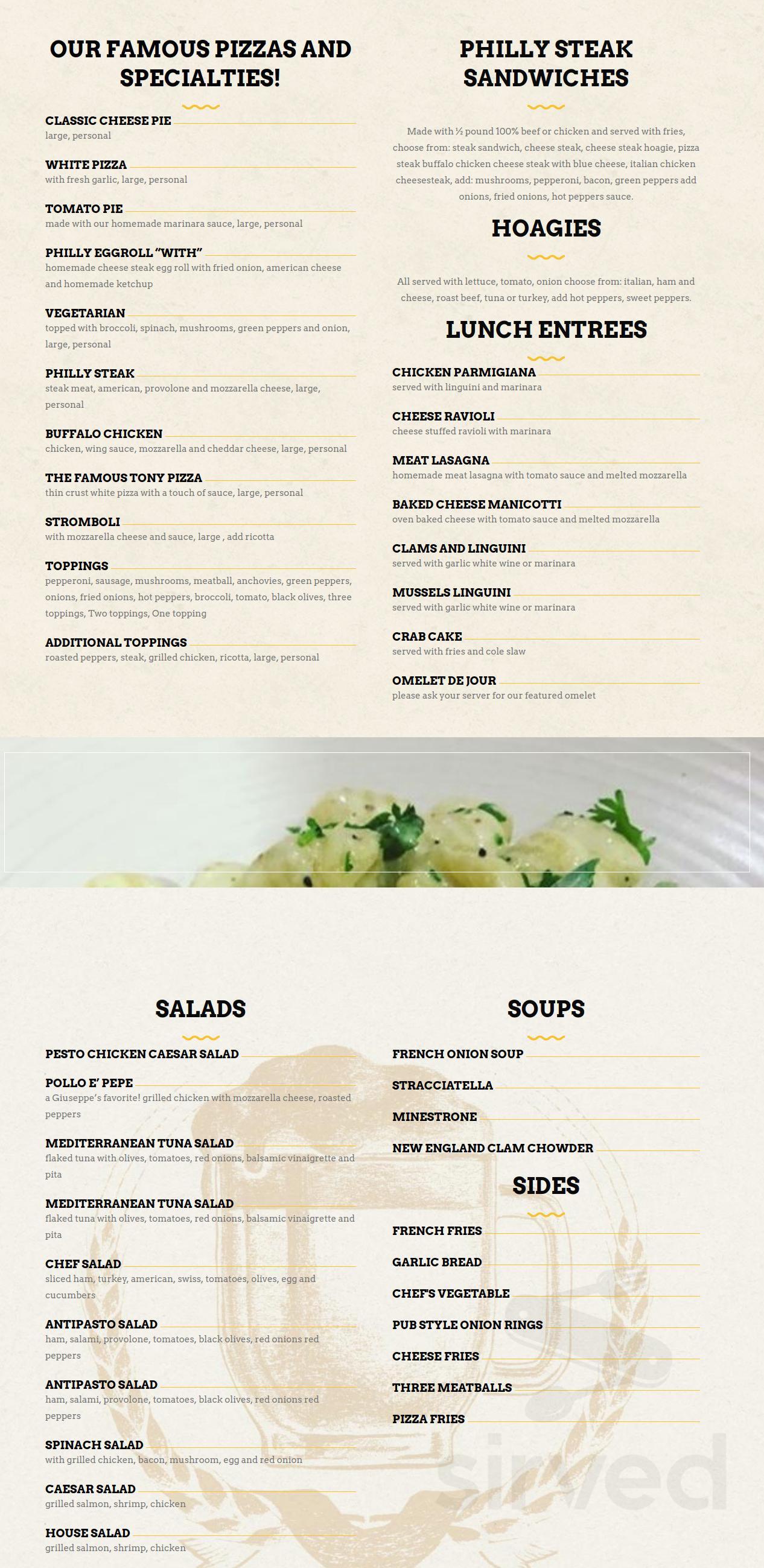 Giuseppe's Pizza & Family Restaurant menu in Richboro, Pennsylvania, USA