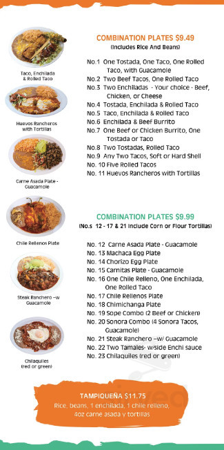 Taco Salsa menu in Yuma, Arizona, USA