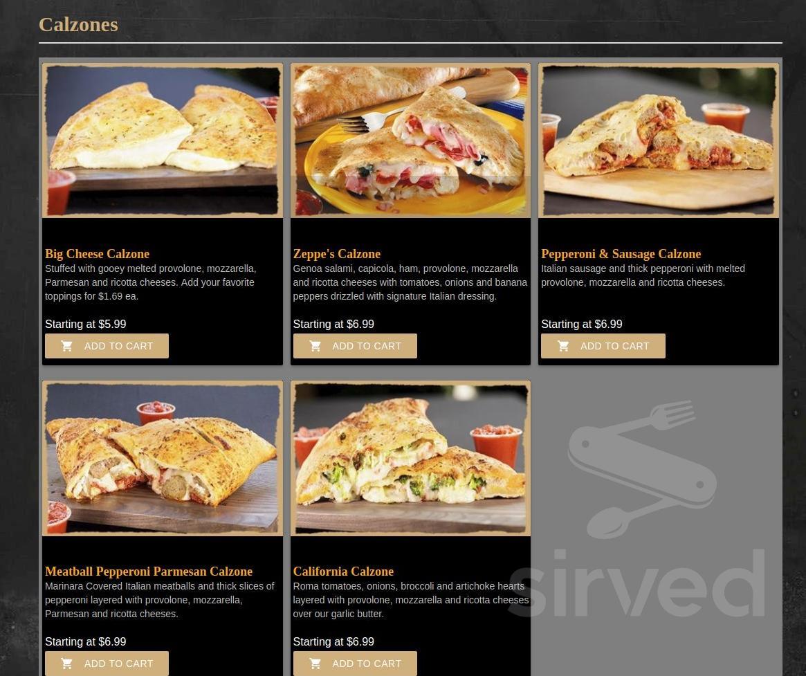 Zeppe's Pizzeria menu in Painesville, Ohio, USA