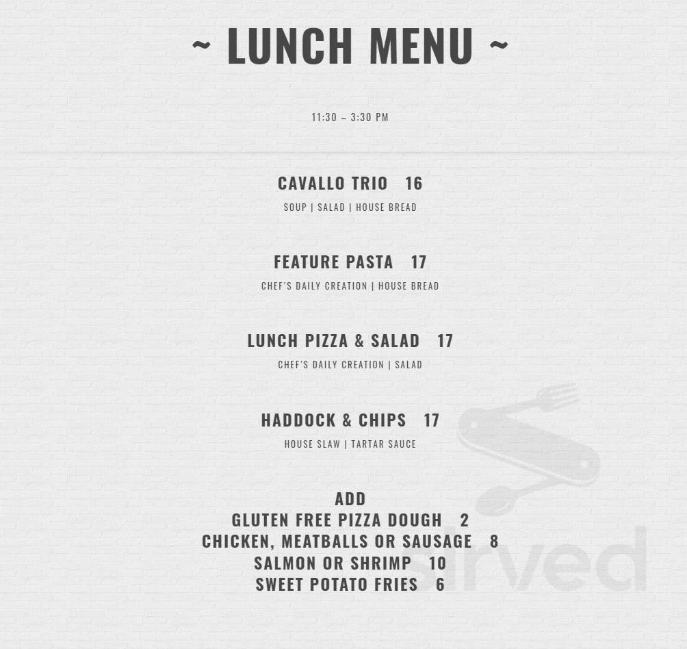 Cavallo Nero menu in Ancaster, Ontario, Canada