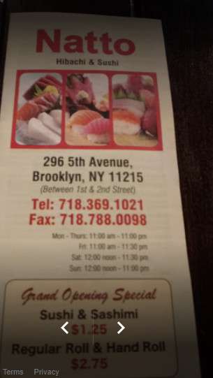 Natto menu in Brooklyn, New York, USA