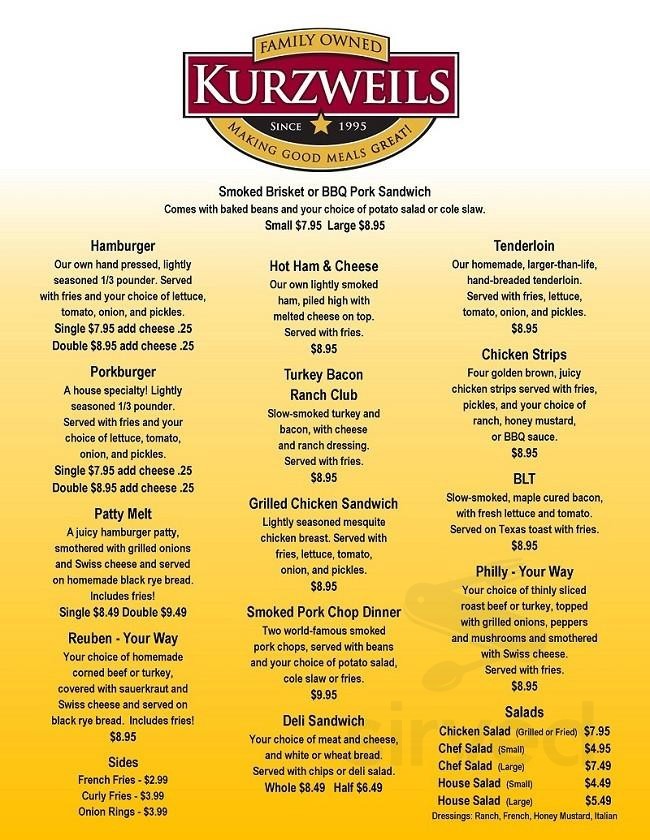 Menu For Kurzweil S Country Meats In Harrisonville Mo Sirved