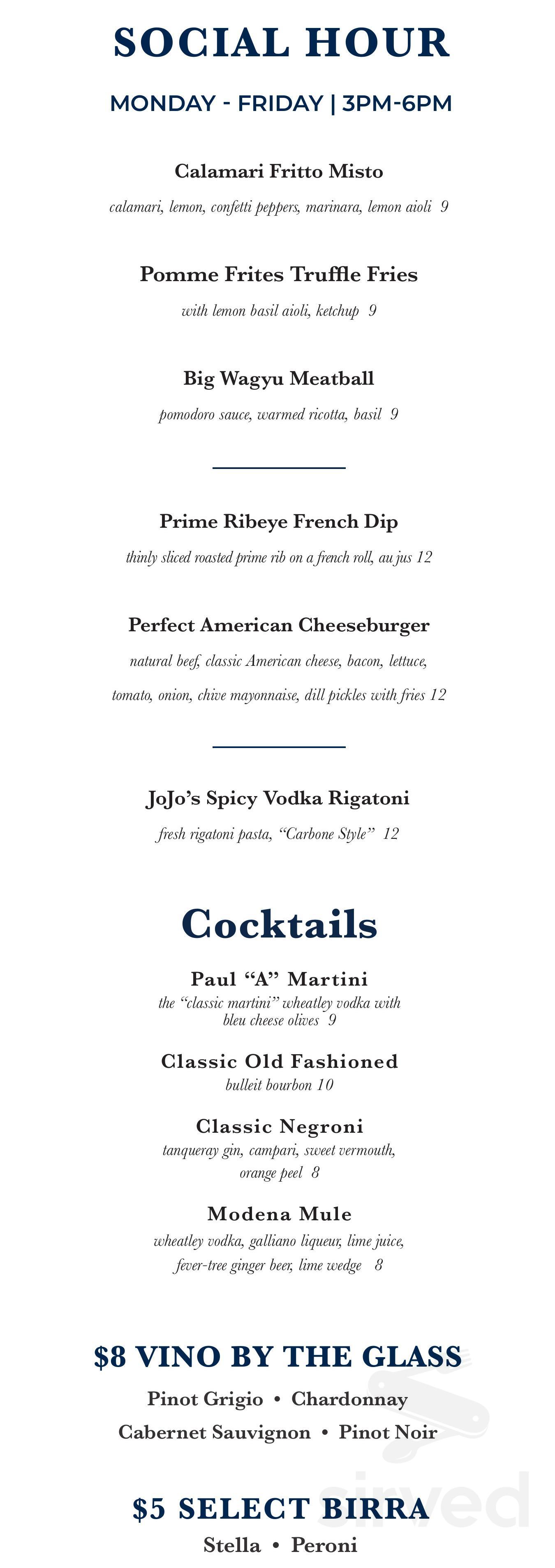JoJo's Bar menu in Chagrin Falls, Ohio, USA