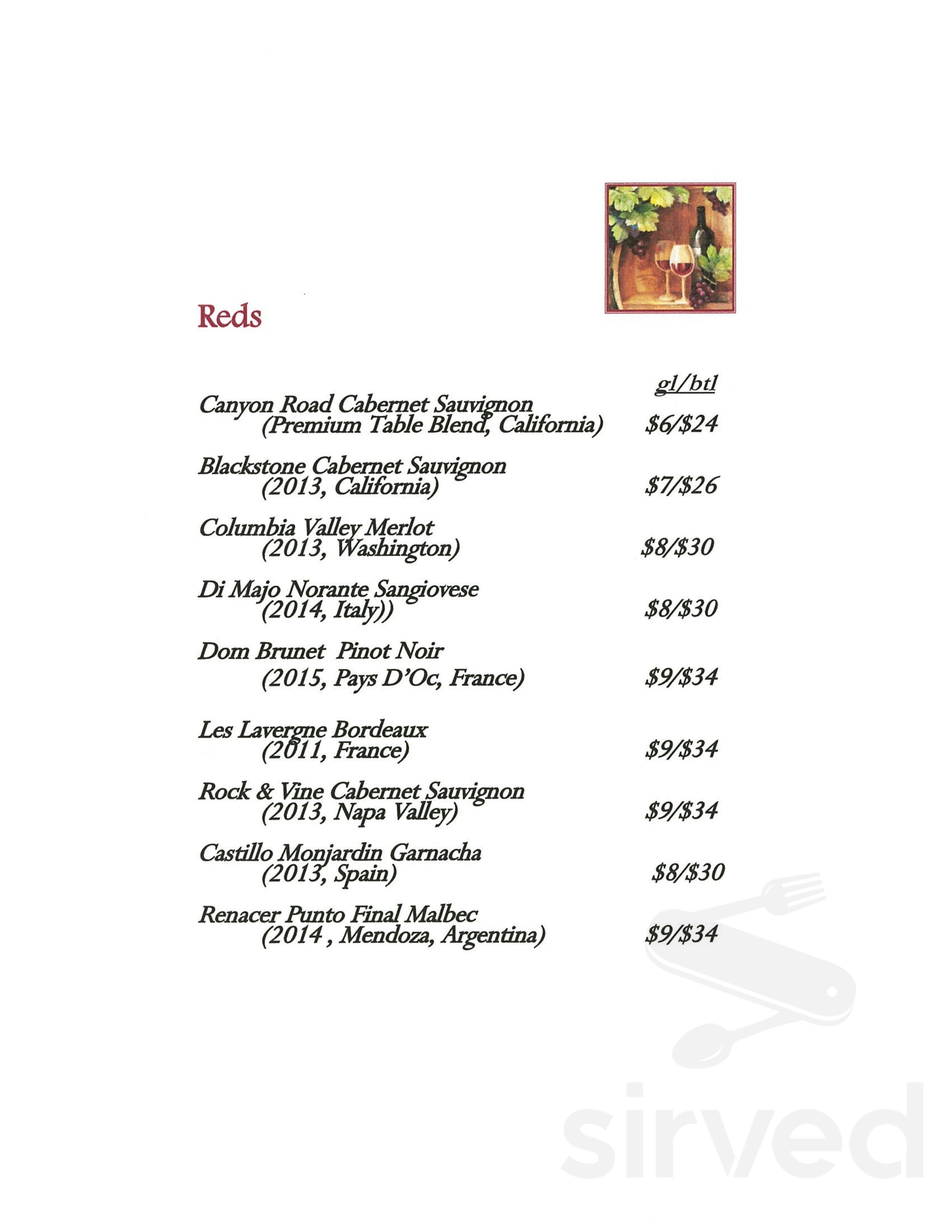 TAVERN ON THE HILL menu in Philadelphia, Pennsylvania, USA