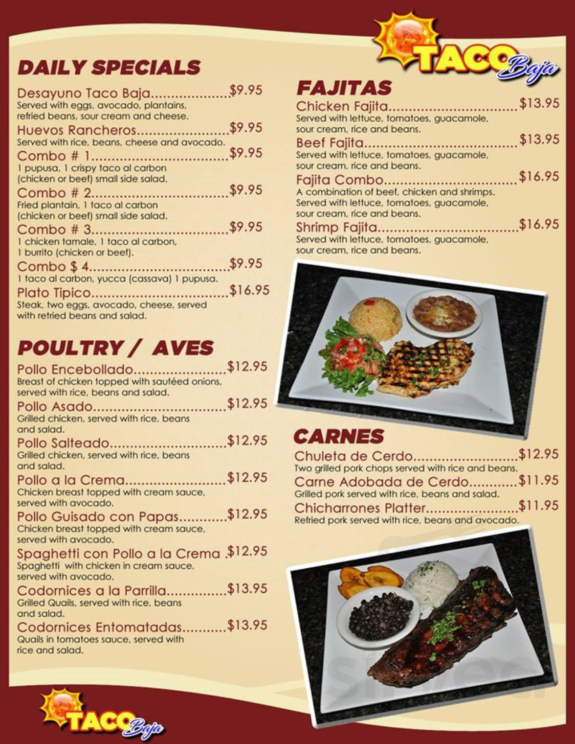 Taco Baja Manassas menu in Manassas, Virginia, USA