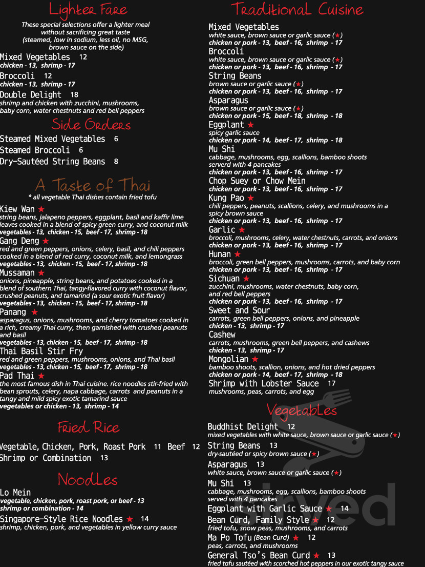 Sesame Inn menu in McMurray, Pennsylvania, USA