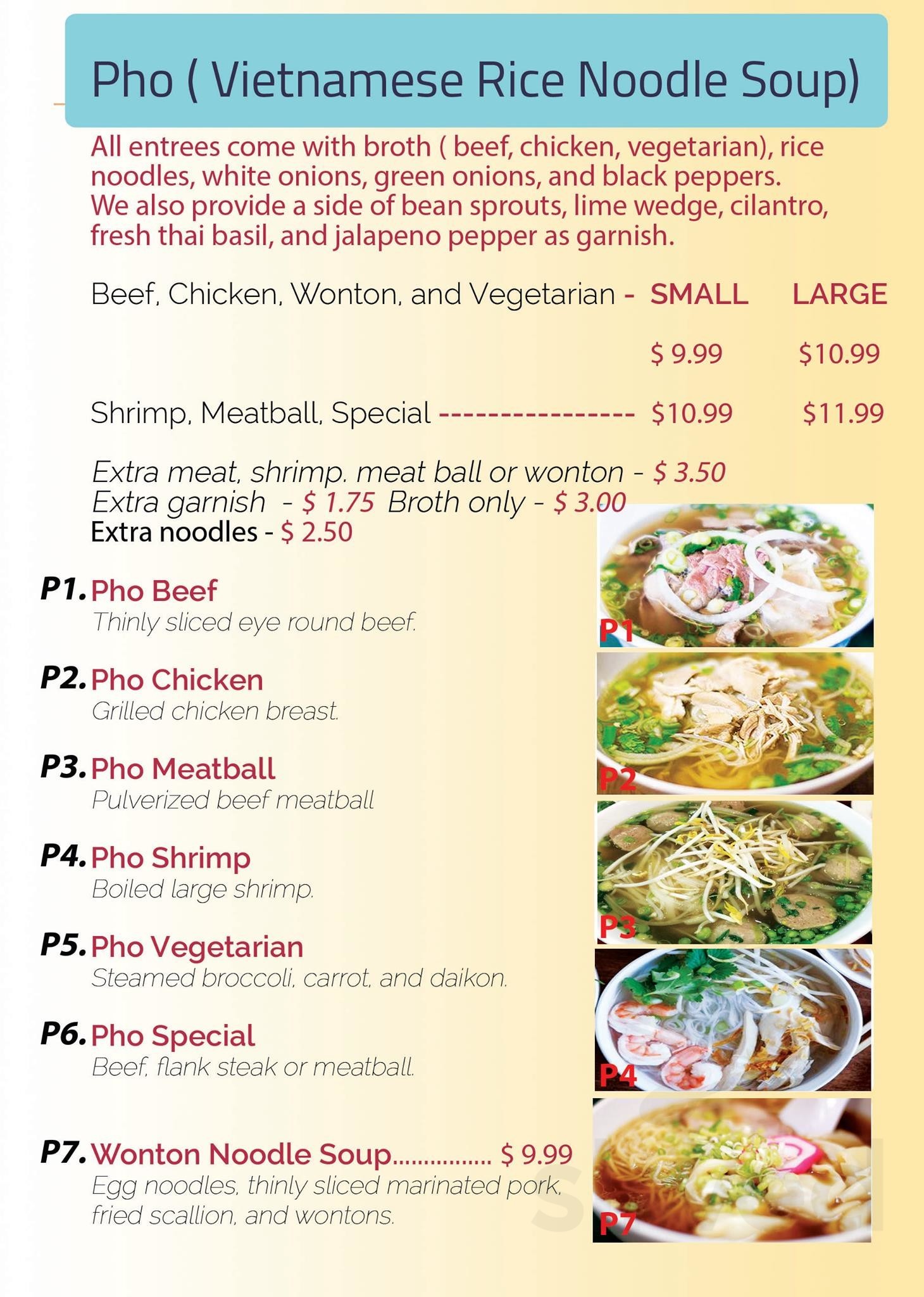 Pho Paradize Restaurant menu in Lawton, Oklahoma, USA