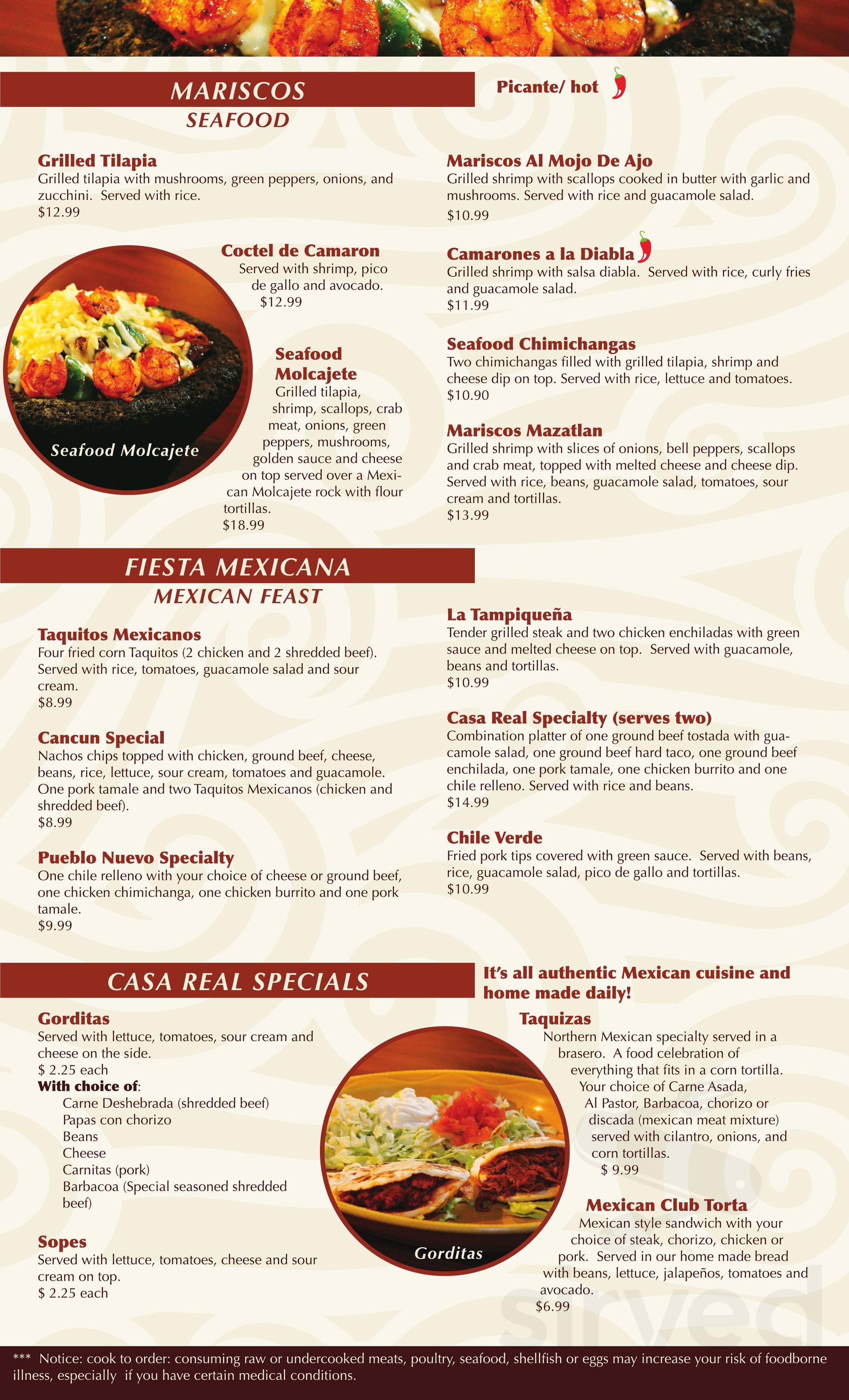 Casa Real menu in Madison Heights, Michigan, USA