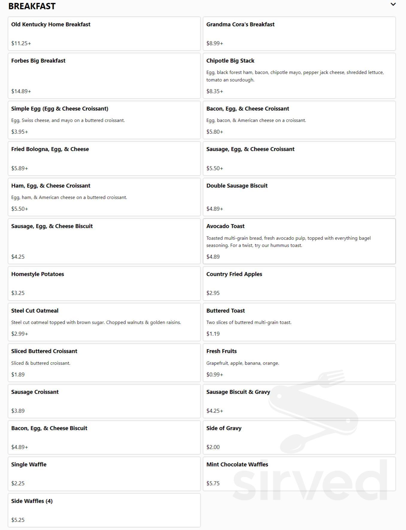 Genesis Coffee House & Eatery menu in Lexington, Kentucky, USA