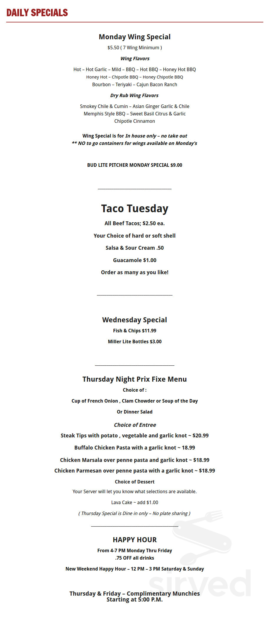 THE LODGE Bar & Grill menu in Southbury, Connecticut, USA