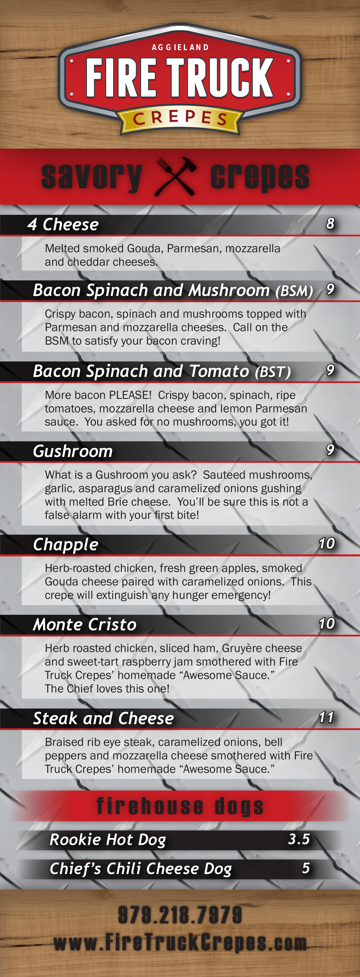 Fire Truck Crêpes menu in College Station, Texas, USA