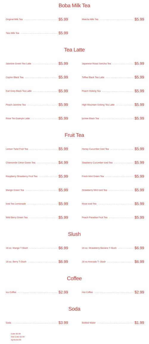 T-Swirl Crêpe menu in Frisco, Texas, USA