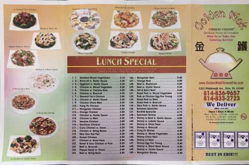 Golden Wok menu in Erie, Pennsylvania, USA