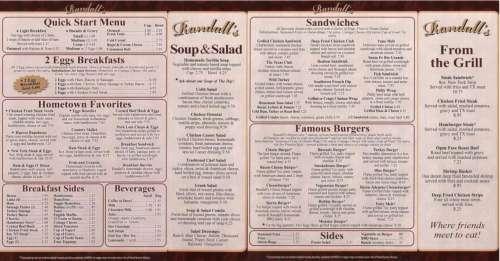 Randall's Restaurant menu in Cottonwood, Arizona, USA