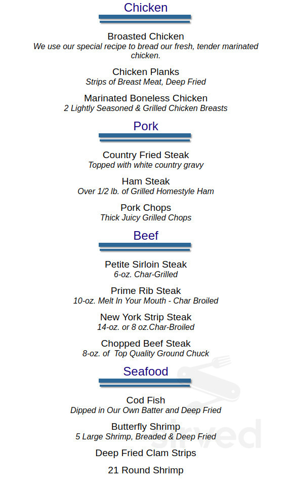 Farmer's Inn Restaurant menus in Sigel, Pennsylvania, United States