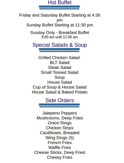 Farmer's Inn Restaurant menu in Sigel, Pennsylvania, USA