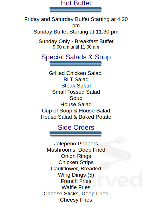 Farmer's Inn Restaurant menu in Sigel, Pennsylvania, USA